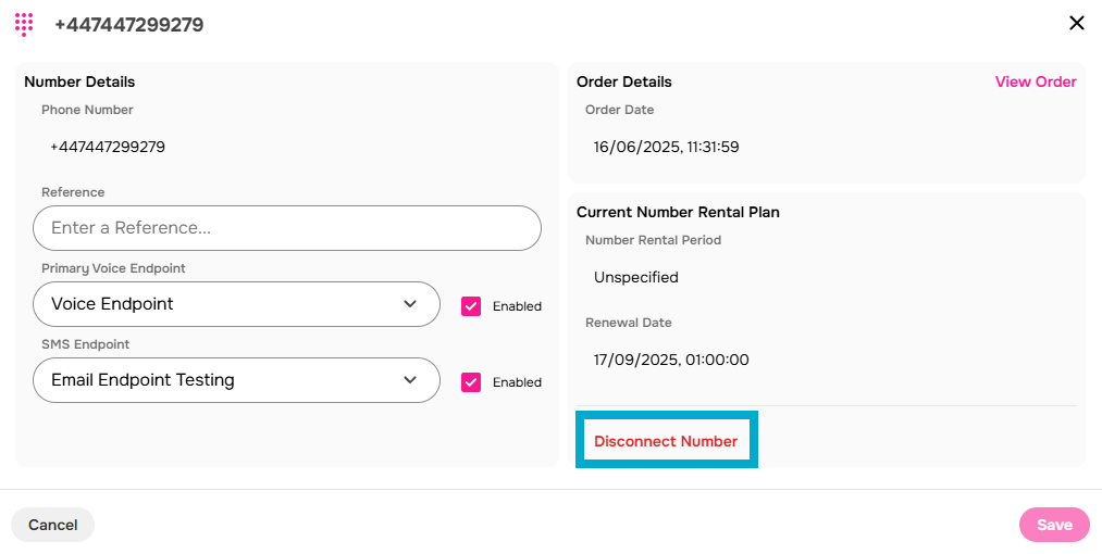 Disconnecting Numbers – cloudnumbering
